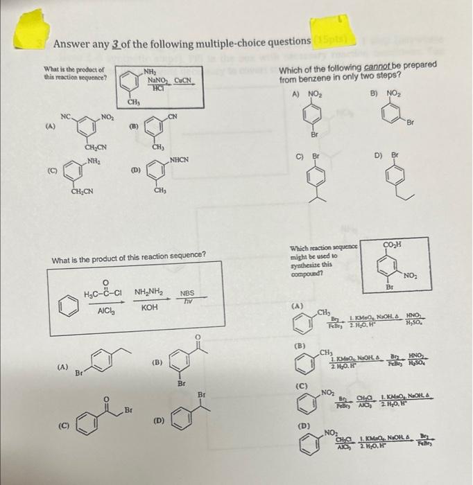 Answer any 3 of the following multiple-choice | Chegg.com