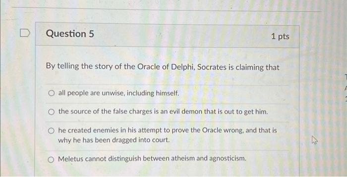 By telling the story of the Oracle of Delphi, | Chegg.com
