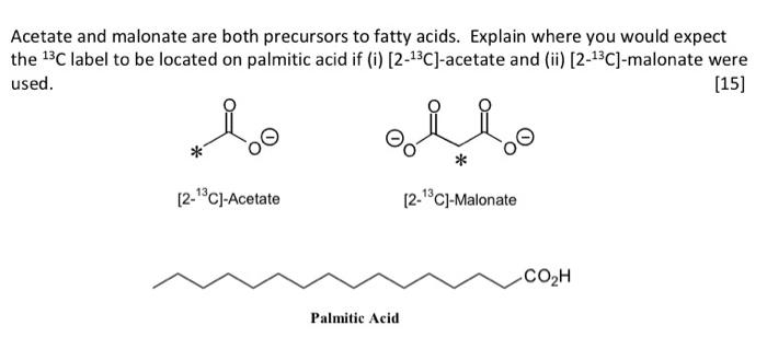 Solved Acetate and malonate are both precursors to fatty | Chegg.com