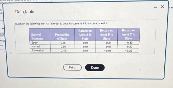 Solved Expected return and standard deviafion. Use the | Chegg.com