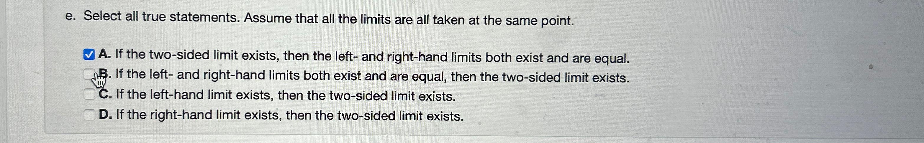 Solved e. ﻿Select all true statements. Assume that all the | Chegg.com