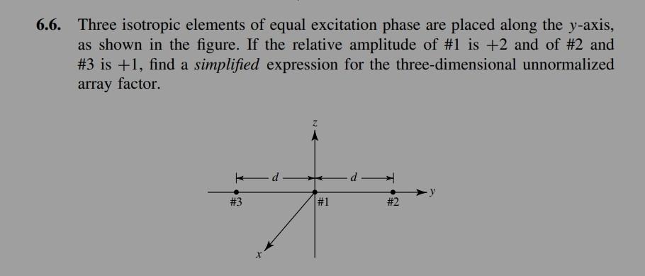 Solved 6.6. Three isotropic elements of equal excitation | Chegg.com