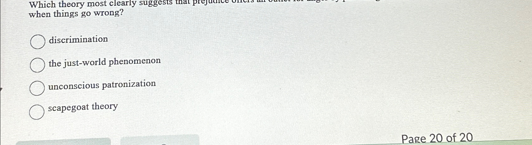 Solved when things go wrong?discriminationthe just-world | Chegg.com