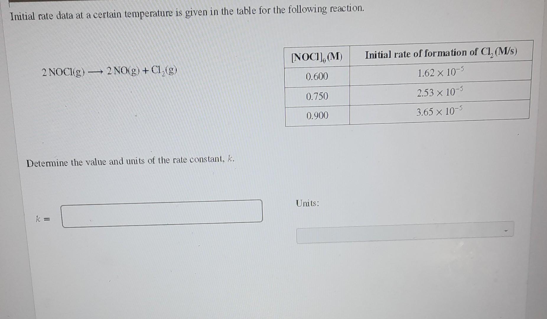 Solved Initial Rate Data At A Certain Temperature Is Given