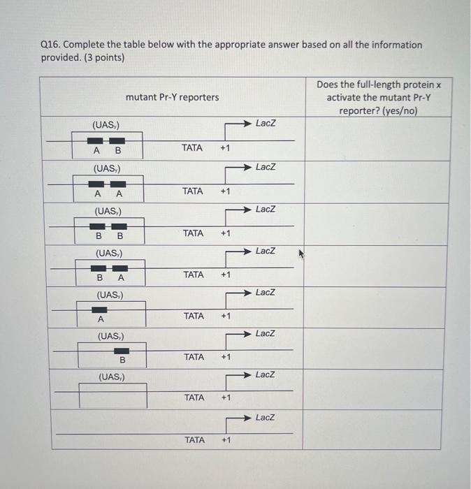 Solved Q15. Complete the table below with the appropriate | Chegg.com