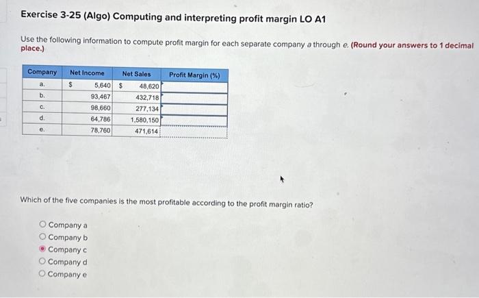 Solved Exercise 3-25 (Algo) Computing and interpreting | Chegg.com