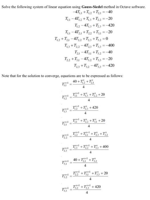 Solved Solve The Following System Of Linear Equation Using