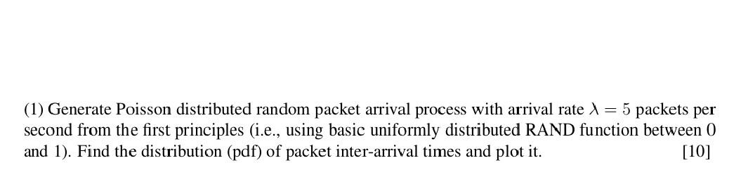 Solved (1) Generate Poisson distributed random packet | Chegg.com Solved (1) Generate Poisson distributed random packet | Chegg.com