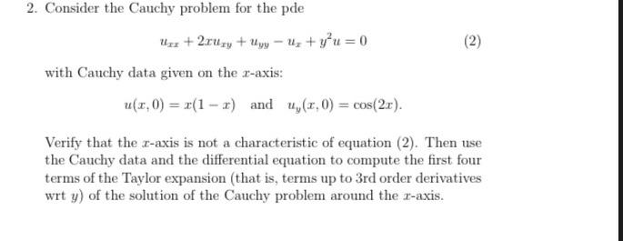 Solved 2. Consider the Cauchy problem for the pde Uzx + | Chegg.com