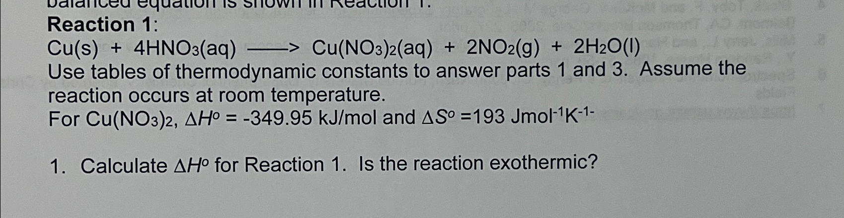 Solved Reaction | Chegg.com