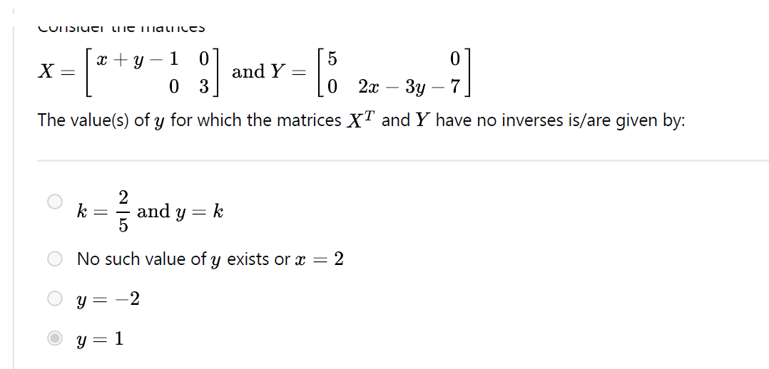 Solved x=[x+y-1003] ﻿and Y=[5002x-3y-7]The value(s) ﻿of y | Chegg.com