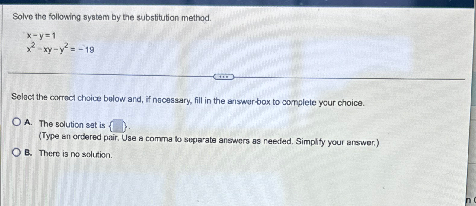 Solved Solve the following system by the substitution | Chegg.com