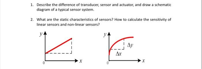 Solved 1. Describe the difference of transducer, sensor and | Chegg.com