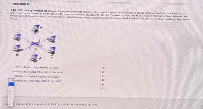 Solved 6.4 4. Self Learning Switches (a), Consider the | Chegg.com