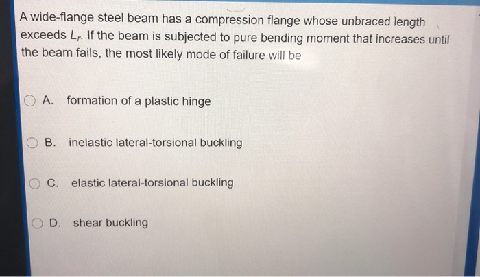 Solved A wide-flange steel beam has a compression flange | Chegg.com