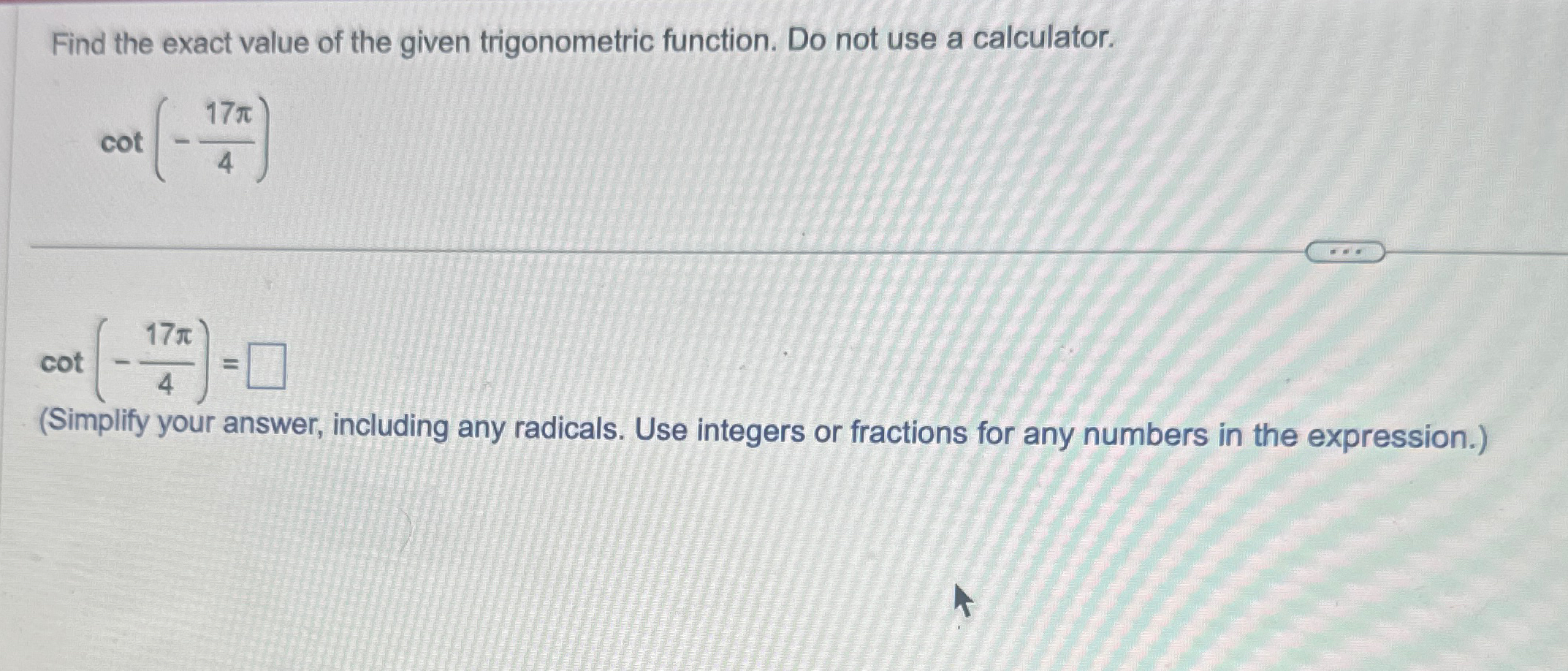 Solved Find the exact value of the given trigonometric | Chegg.com