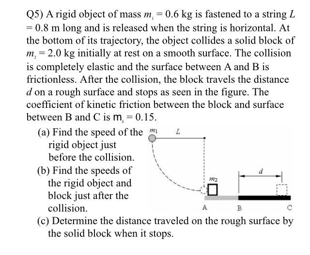 Solved Q5) A rigid object of mass m, = 0.6 kg is fastened to | Chegg.com