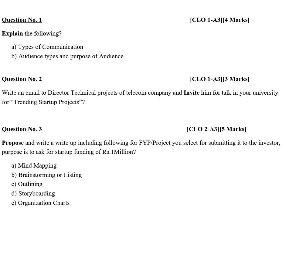 Question No. 1 [CLO 1-A3][4 Marks] 1[ Explain the | Chegg.com