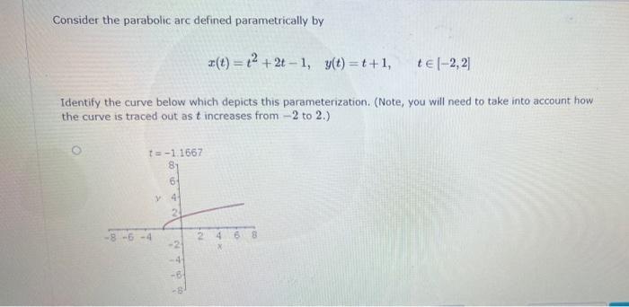Solved Consider the parabolic arc defined parametrically by | Chegg.com