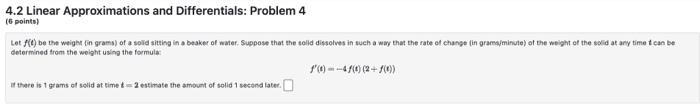 4.2 Linear Approximations and Differentials: Problem | Chegg.com