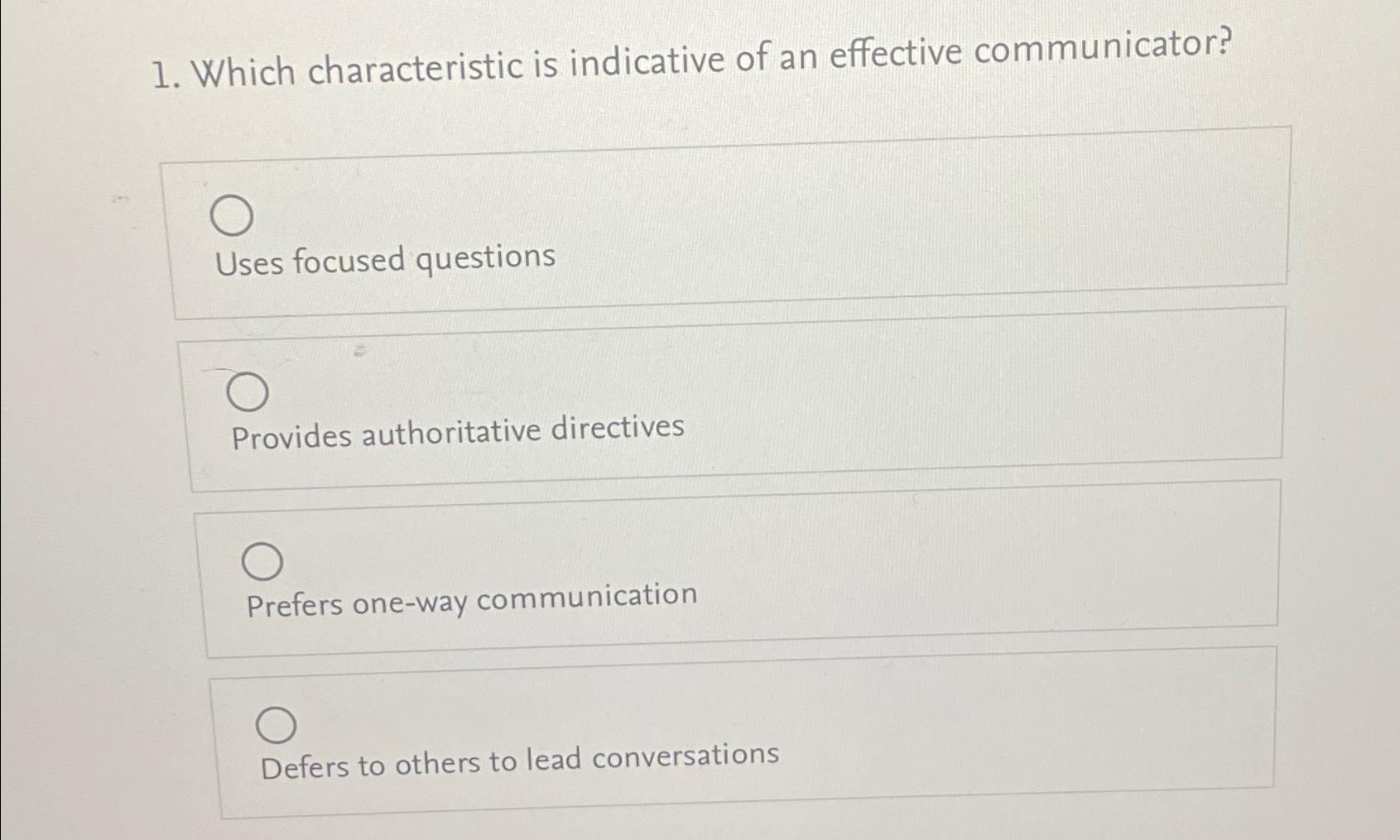 Solved Which characteristic is indicative of an effective | Chegg.com