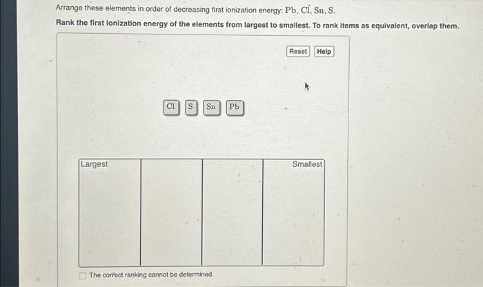 Solved Arrange these elements in order of decreasing first | Chegg.com
