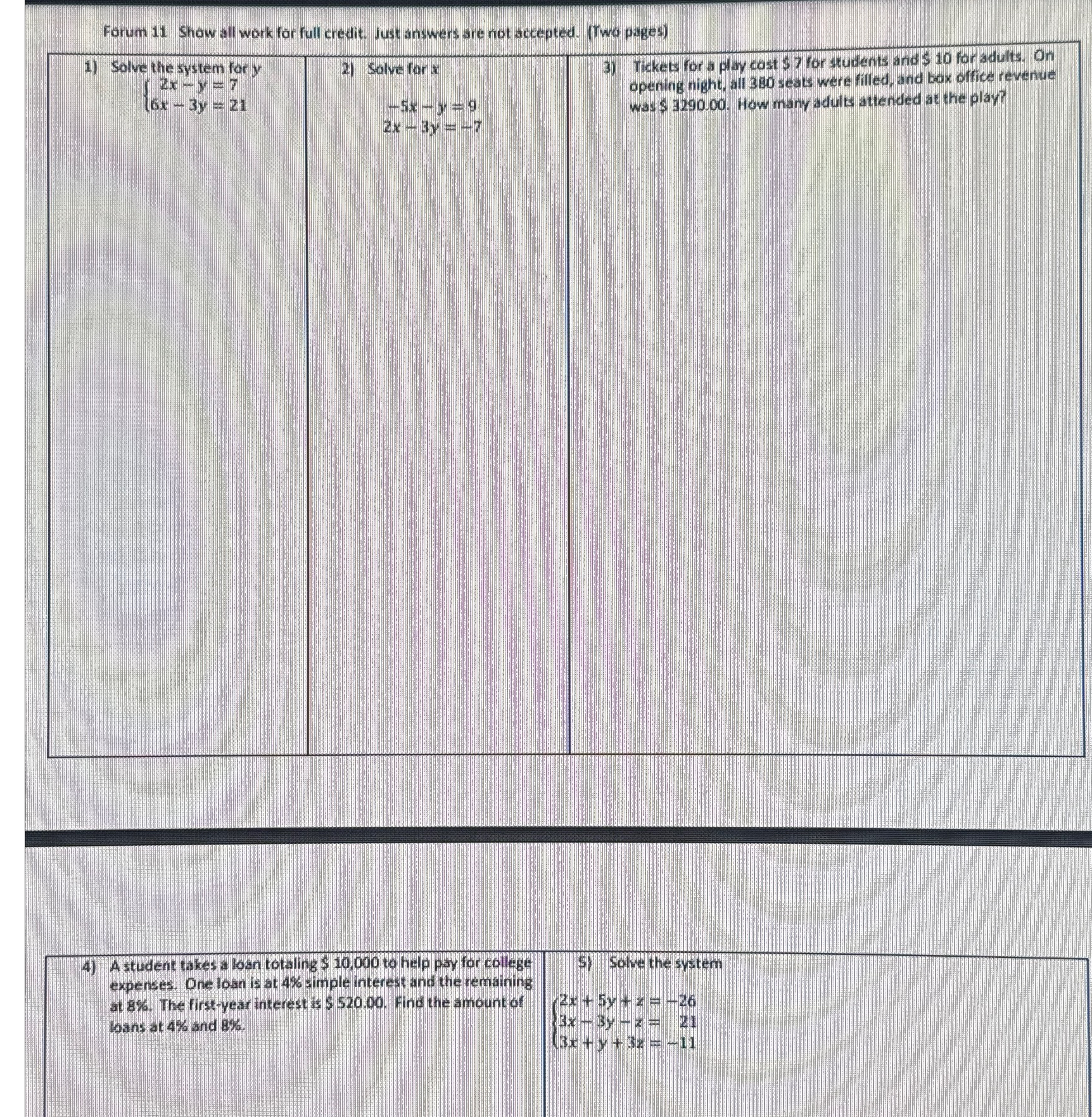 Solved Forum 11 ﻿Show all work for full credit. Just answers | Chegg.com