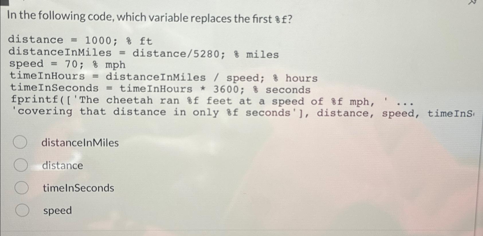 Solved In the following code, which variable replaces the | Chegg.com