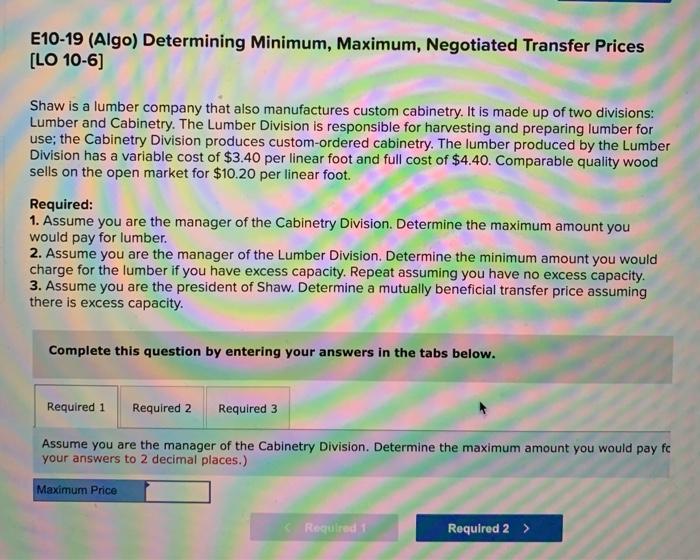 Solved E10-19 (Algo) Determining Minimum, Maximum, | Chegg.com