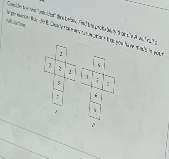 Solved Consider the two unfolded" dice below. Find the | Chegg.com