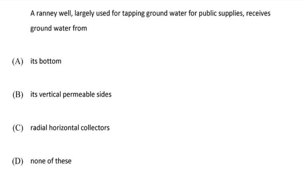 Solved A ranney well, largely used for tapping ground water | Chegg.com