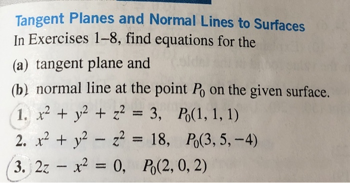 Solved Tangent Planes and Normal Lines to Surfaces In | Chegg.com