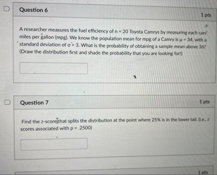 Solved A researcher measures the fuel efficiency of n=20 | Chegg.com