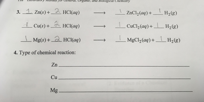 Solved Organie, and Biological Chemistry 2HCI(aq) ZnCl2(aq)+ | Chegg.com