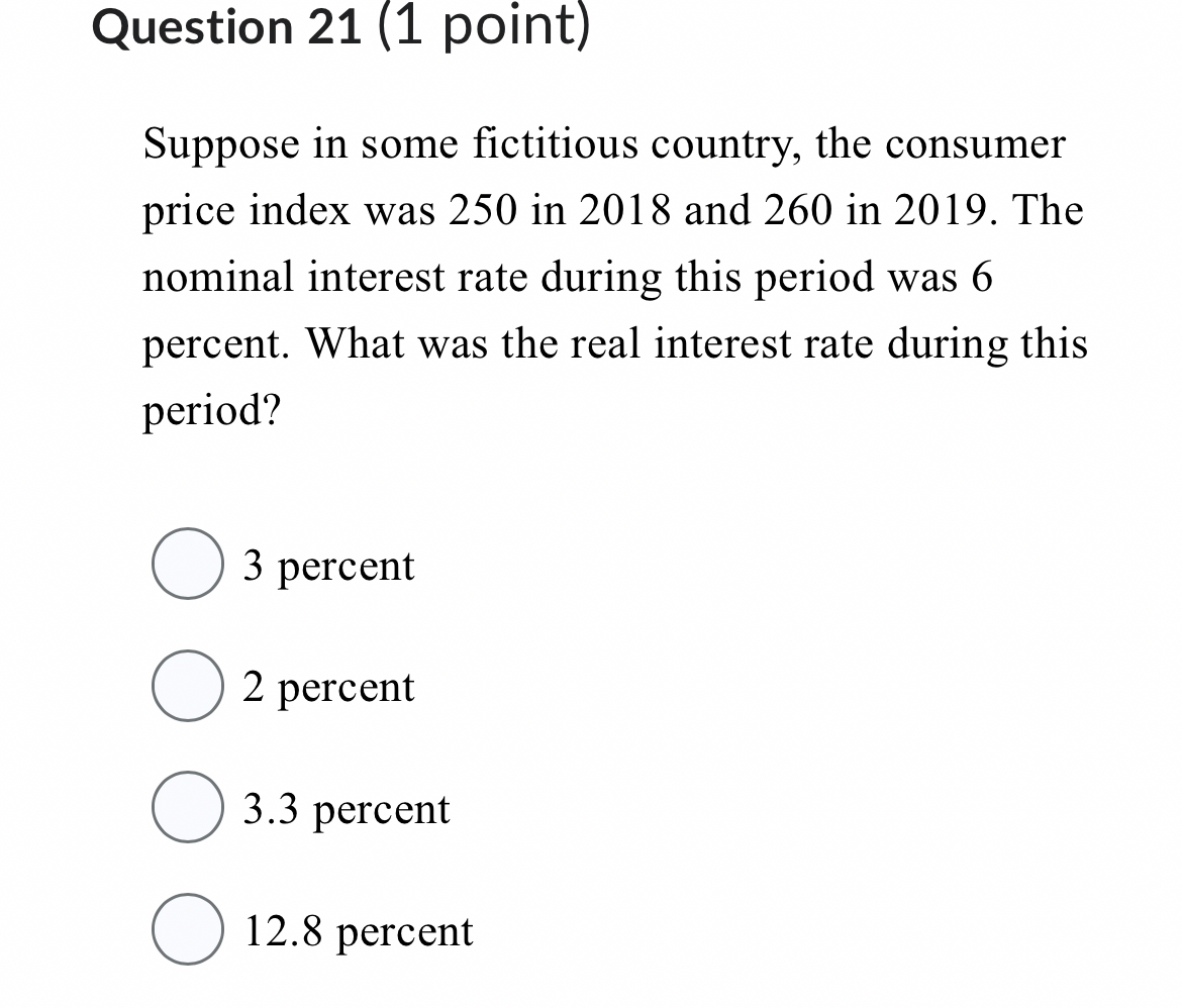 Solved Question 21 (1 point)Suppose in some fictitious | Chegg.com Solved Question 21 (1 point)Suppose in some fictitious | Chegg.com