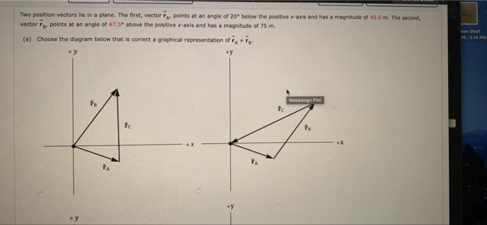 Solved Two position vectors lie in a plane. The first, | Chegg.com