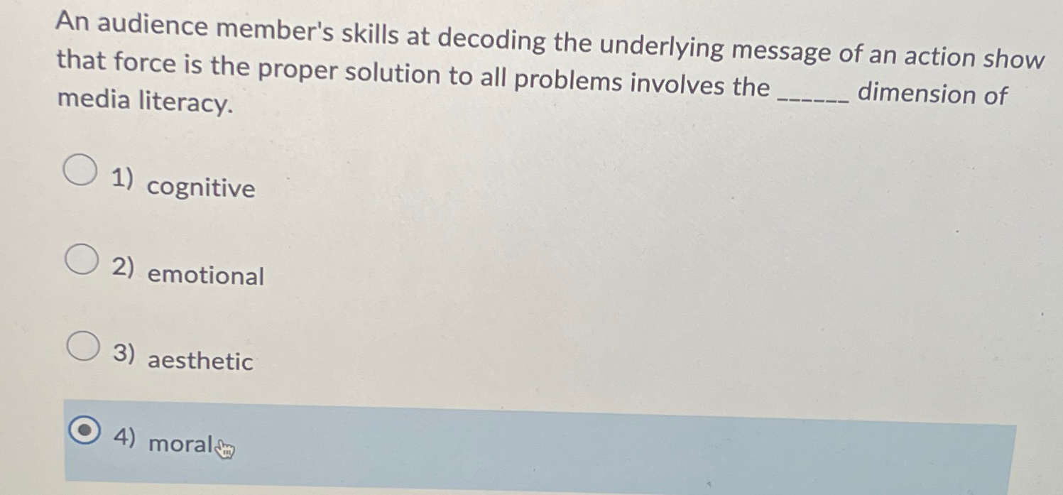 Solved An audience member's skills at decoding the | Chegg.com