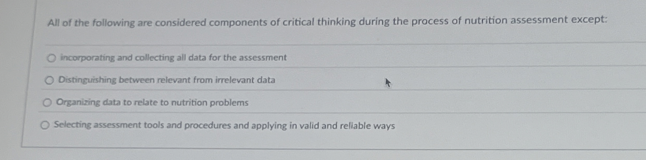 Solved All of the following are considered components of | Chegg.com