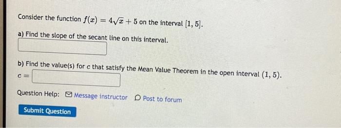 Solved Consider the function f(x)=4x+5 on the interval | Chegg.com