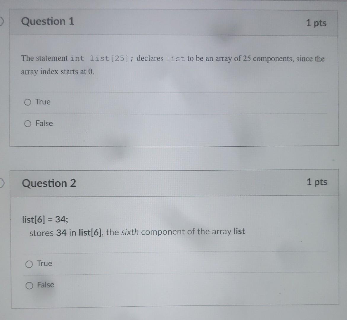 Solved The statement int Iist [25]; declares list to be an | Chegg.com