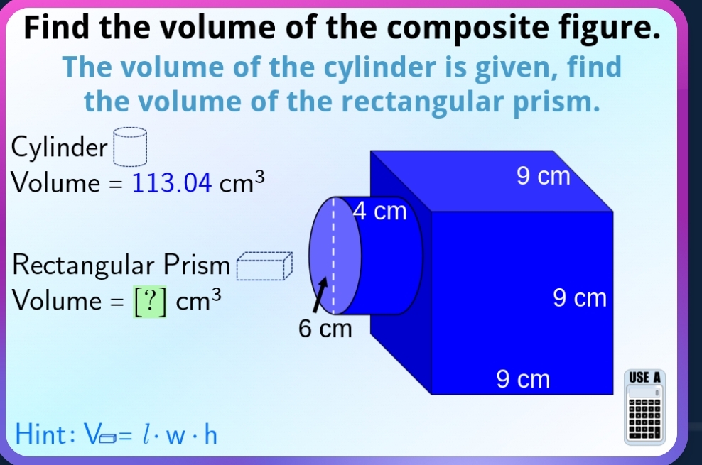 Solved Find the volume of the composite figure.The volume of | Chegg.com