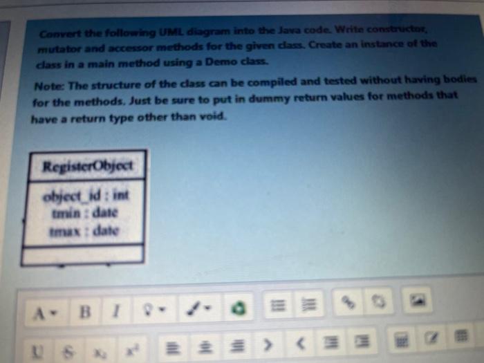 Solved Convert the following UML diagram into the Java code. | Chegg.com