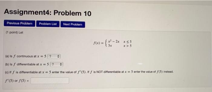 Solved Assignment4 Problem 10 Previous Problem Problem List