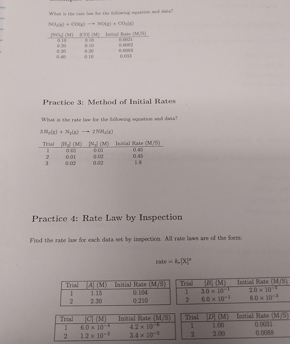Solved What are the units of k, for the following rate laws? | Chegg.com