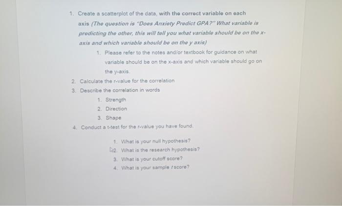 Solved 1. Create a scatterplot of the data, with the correct | Chegg.com