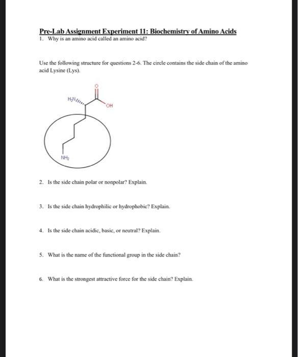 Solved Pre-Lab Assignment Experiment 11: Biochemistry of | Chegg.com