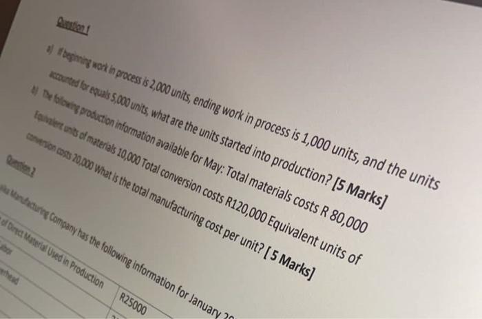 Solved a) beginning work in process is 2,000 units, ending | Chegg.com