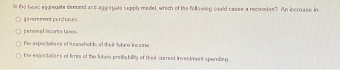 Solved In the basic aggregate demand and aggregate supply | Chegg.com