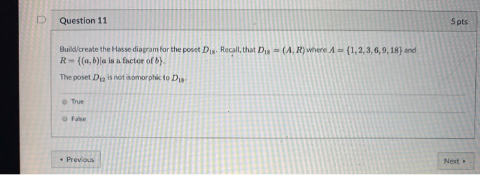 Solved U Question 11 5 pts Build/create the Hasse diagram | Chegg.com