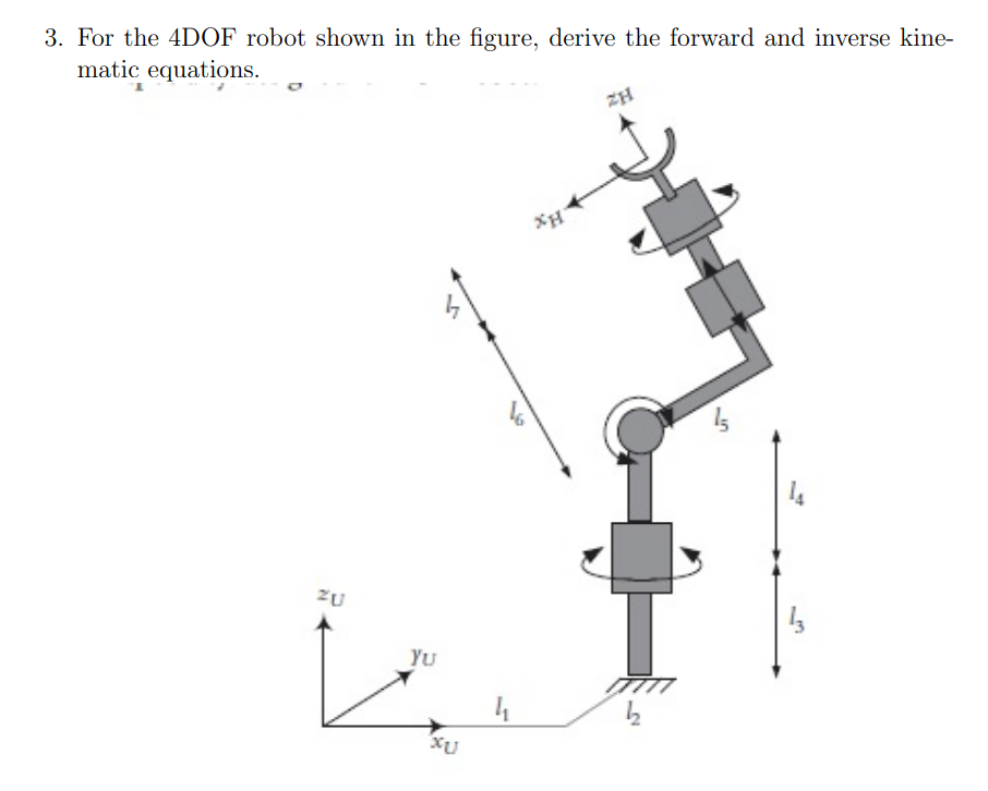 Solved For the 4DOF robot shown in the figure, derive the | Chegg.com